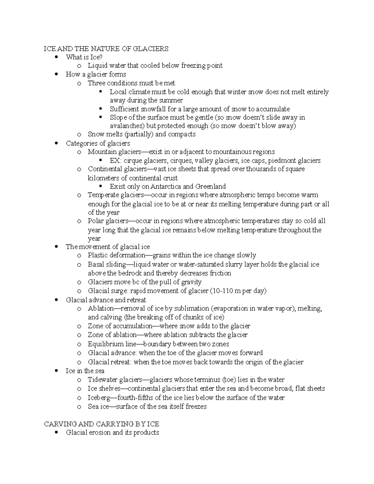 Chpt. 18 - Glaciers and Ice Ages - ICE AND THE NATURE OF GLACIERS What ...