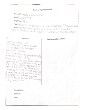 Biochemistry Lab Report 1 - Experiment #: 1 Title: Video and Lab Report ...