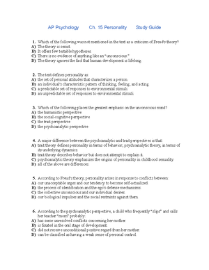 Ch18 Social Psychology - AP Psychology Ch. 18 Social Psych Study Guide ...