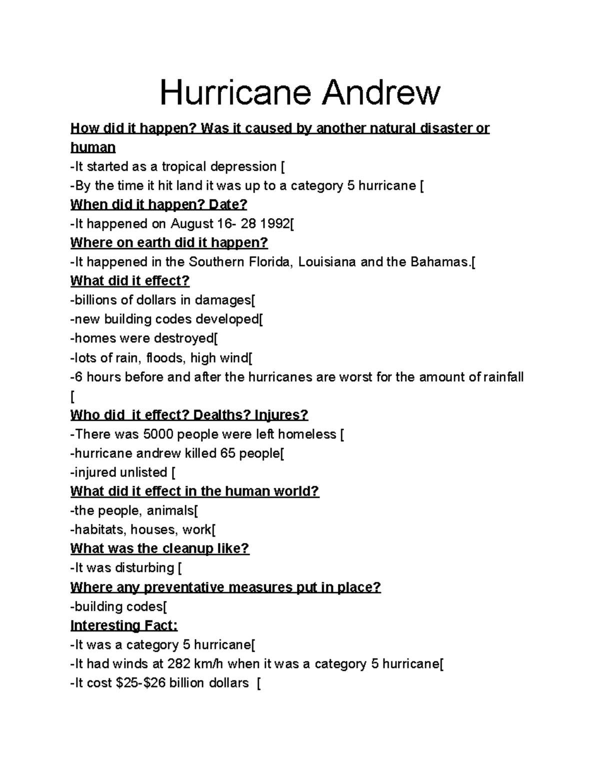 Hurricane Andrew - Presentation info - Hurricane Andrew How did it ...