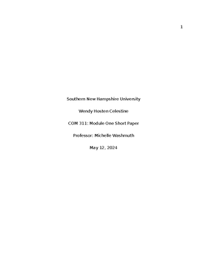 COM 227 Module One Journal - 1 Southern New Hampshire University Wendy ...