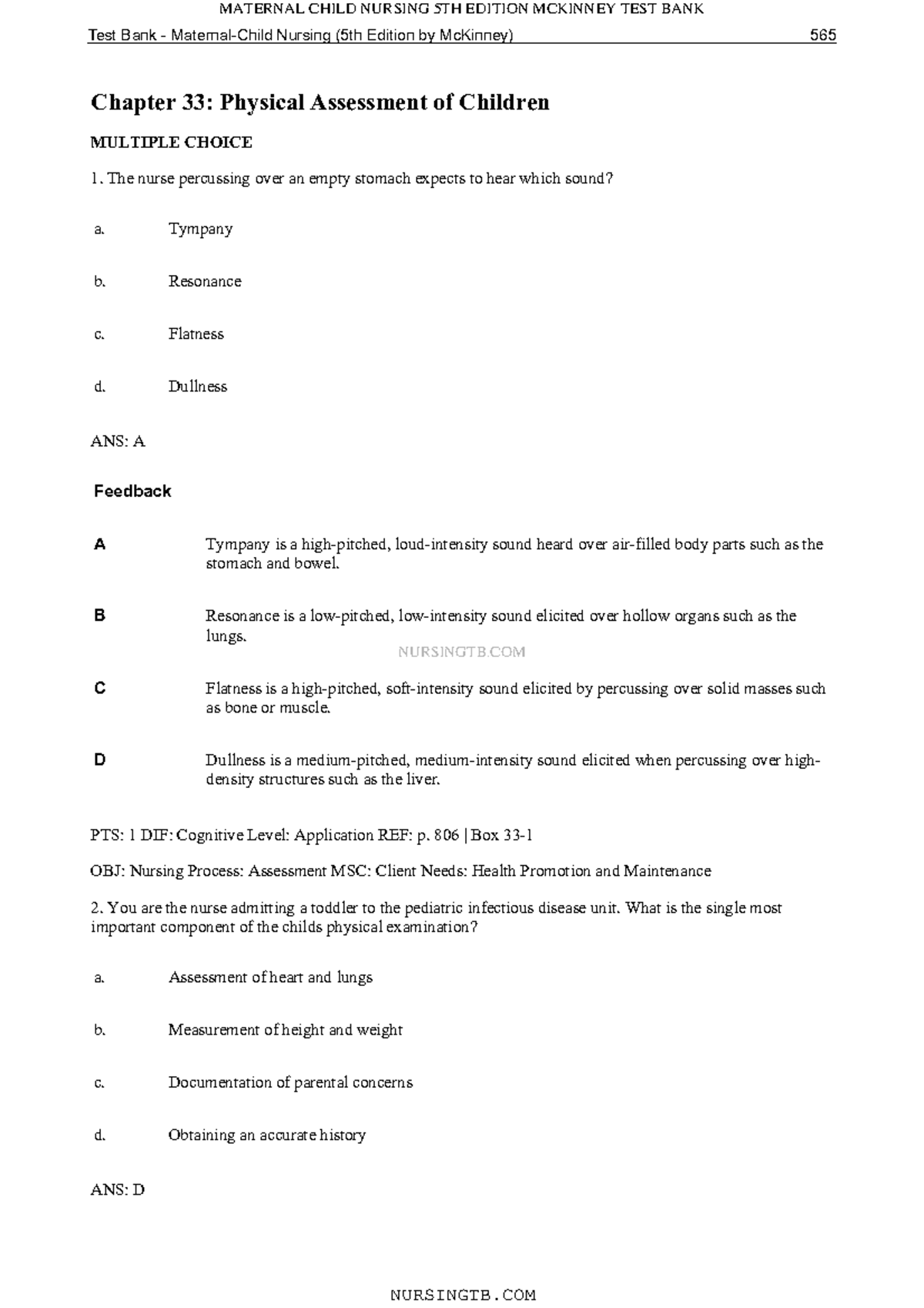 TB-Chapter 33 Physical Assessment of Children - NURSINGTB Chapter 33 ...