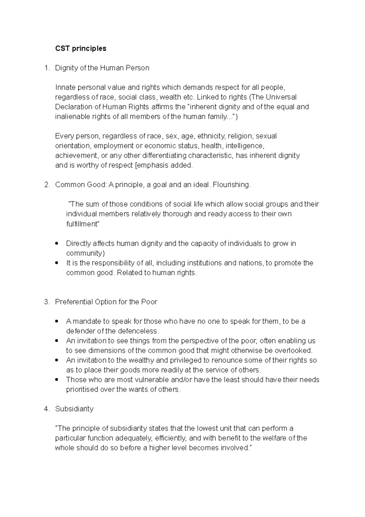 exploring the anatomy of modern society - CST principles Dignity of the ...