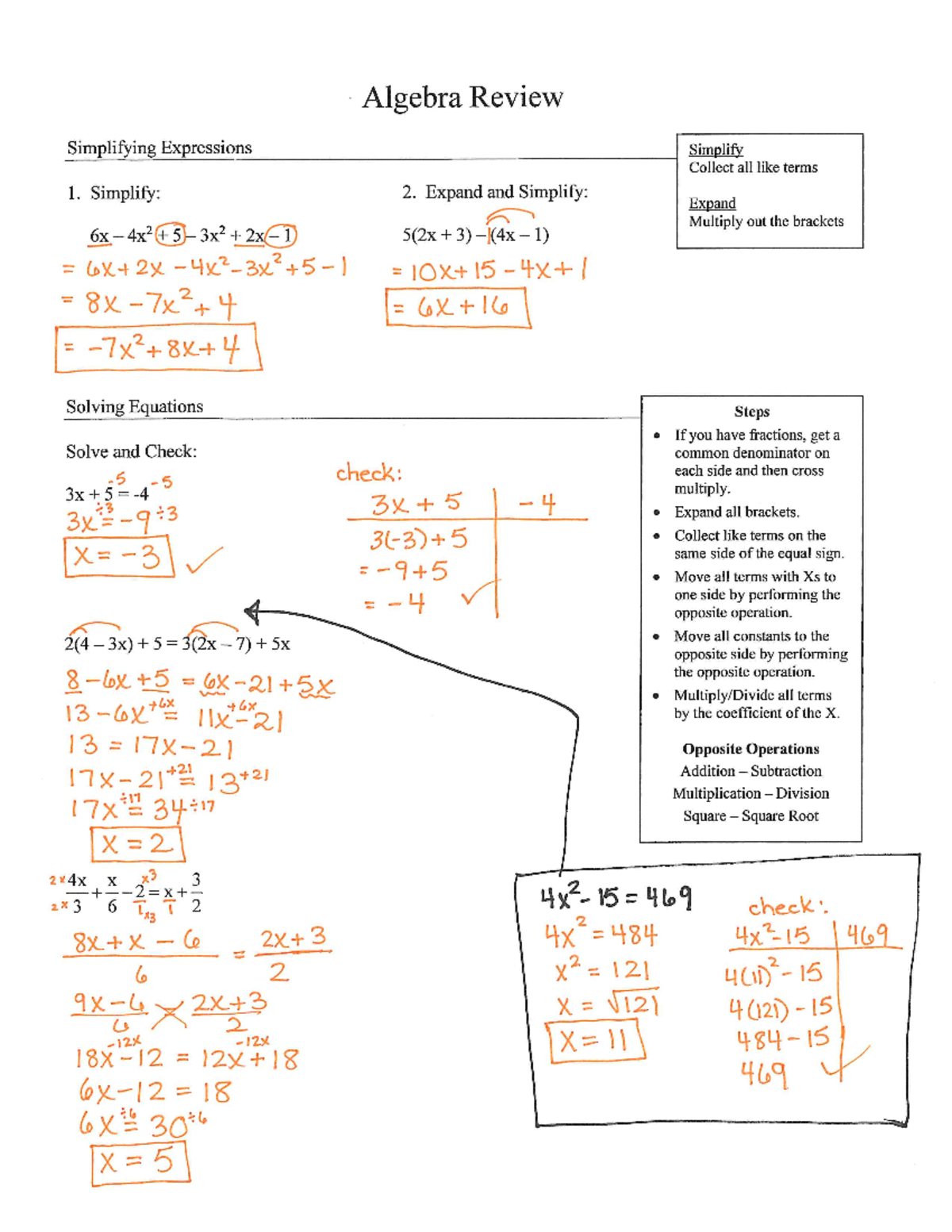 Algebra Review Solutions - Studocu