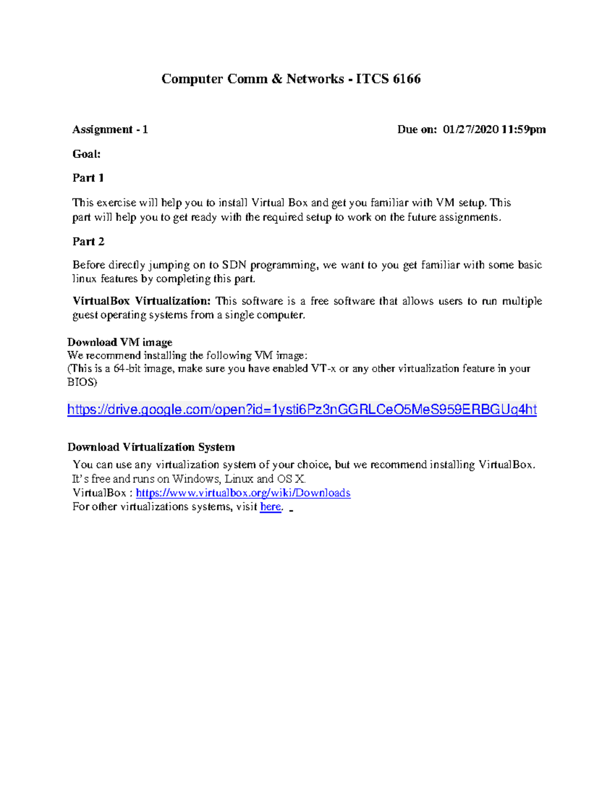 ITCS-6166/8166 Computer Comm & Networks - Computer Comm Networks ITCS 6166 Assignment 1 Due on ...