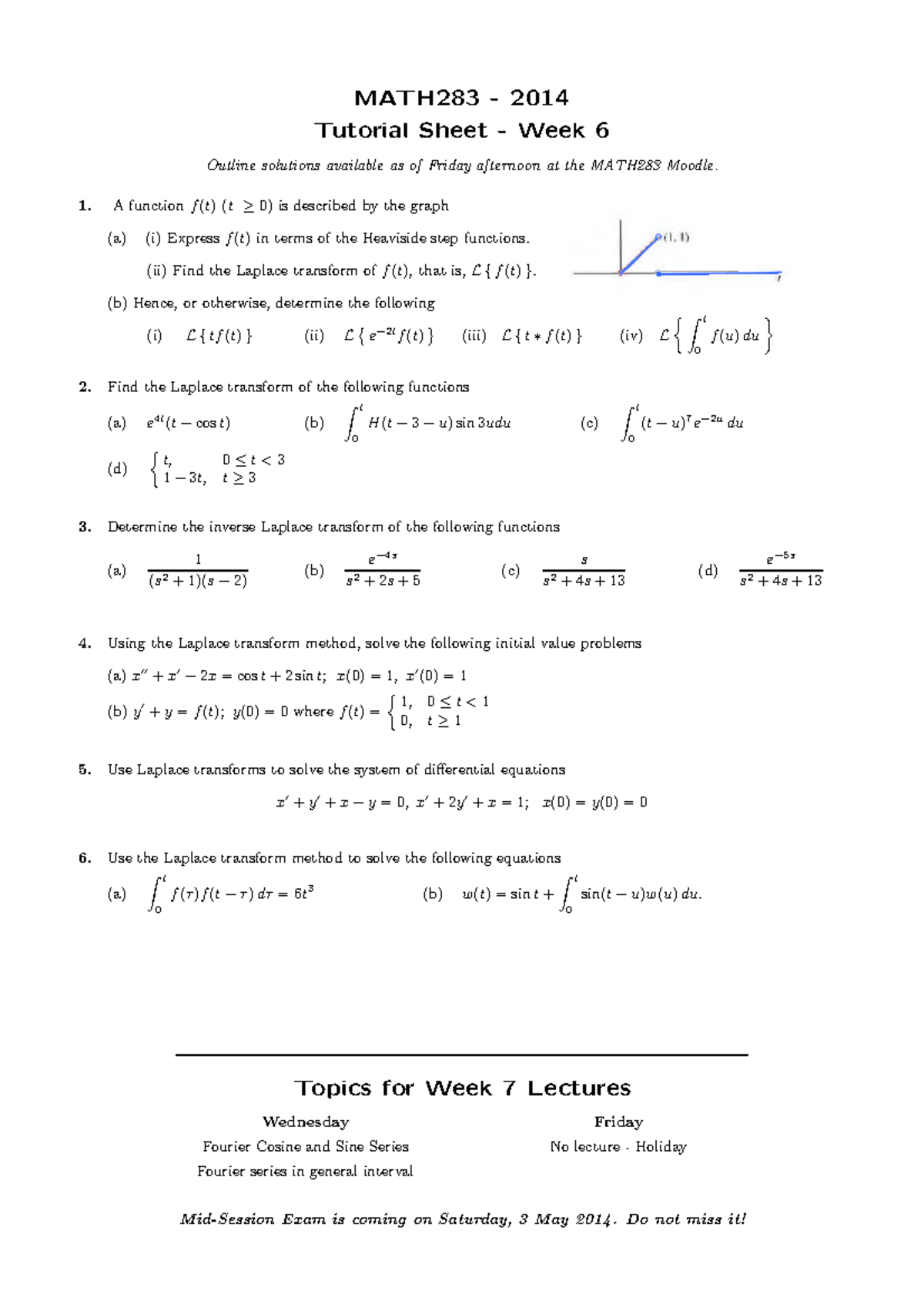 Advanced Engineering Mathematics and Statistics - Assignments - M283 ...