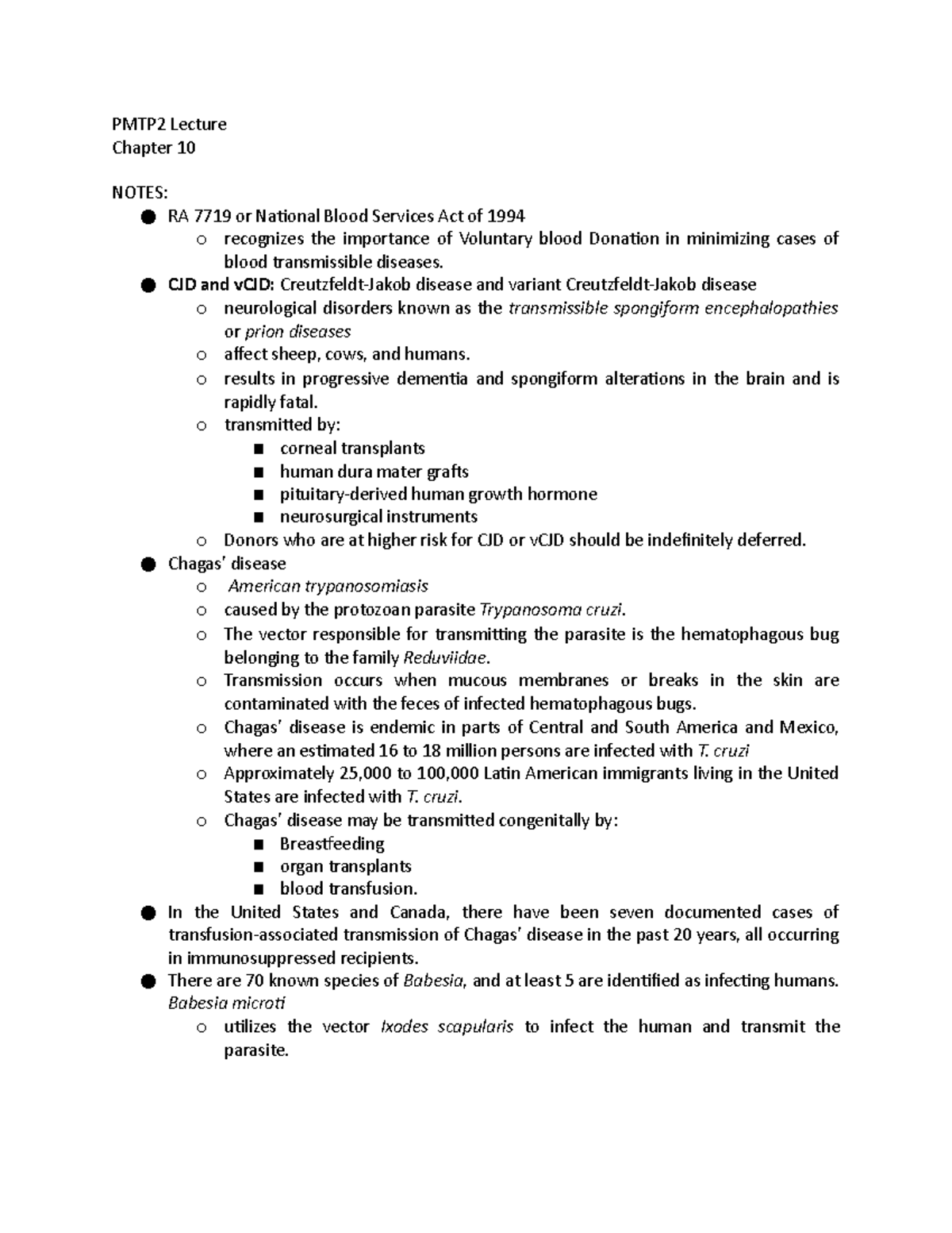 Notes- PMTP2 Lecture docx Chapter 10 edited - PMTP2 Lecture Chapter 10 ...