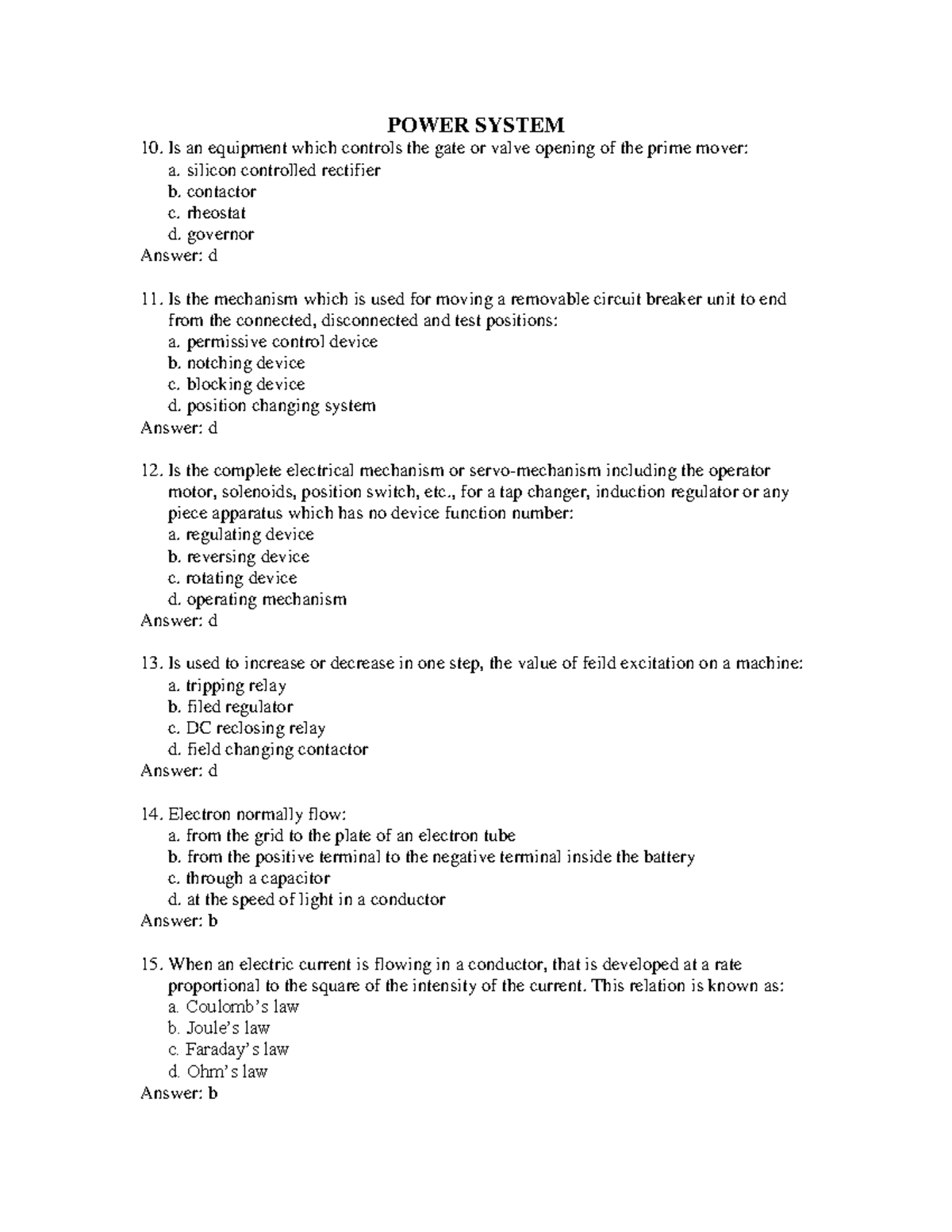 Power system - POWER SYSTEM Is an equipment which controls the gate or ...