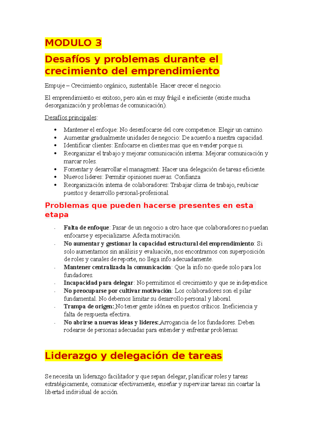 Resumen de la materia desarrollo emprendedor modulo 3 y modulo 4 para la universidad siglo 21 ...