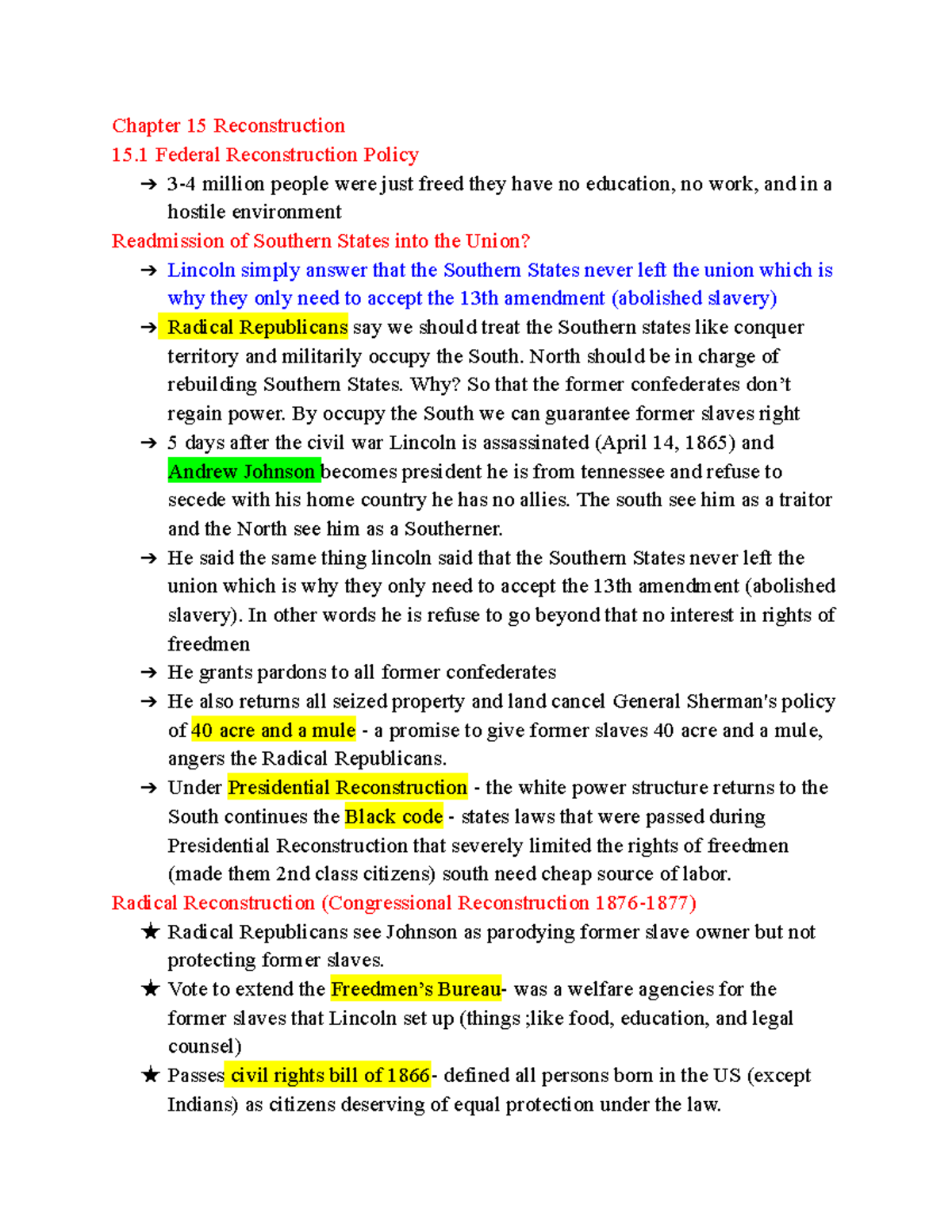 Chapter 15 - Lecture notes Lecture 1 - Chapter 15 Reconstruction 15 ...