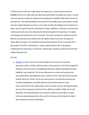 Software Engineering 15 - This video covers various concepts related to ...