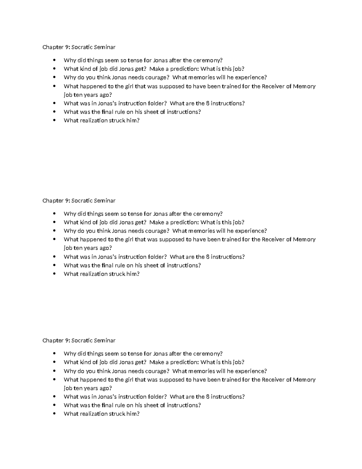 Chapter 9 Socratic Seminar Q s - Chapter 9: Socratic Seminar Why did ...