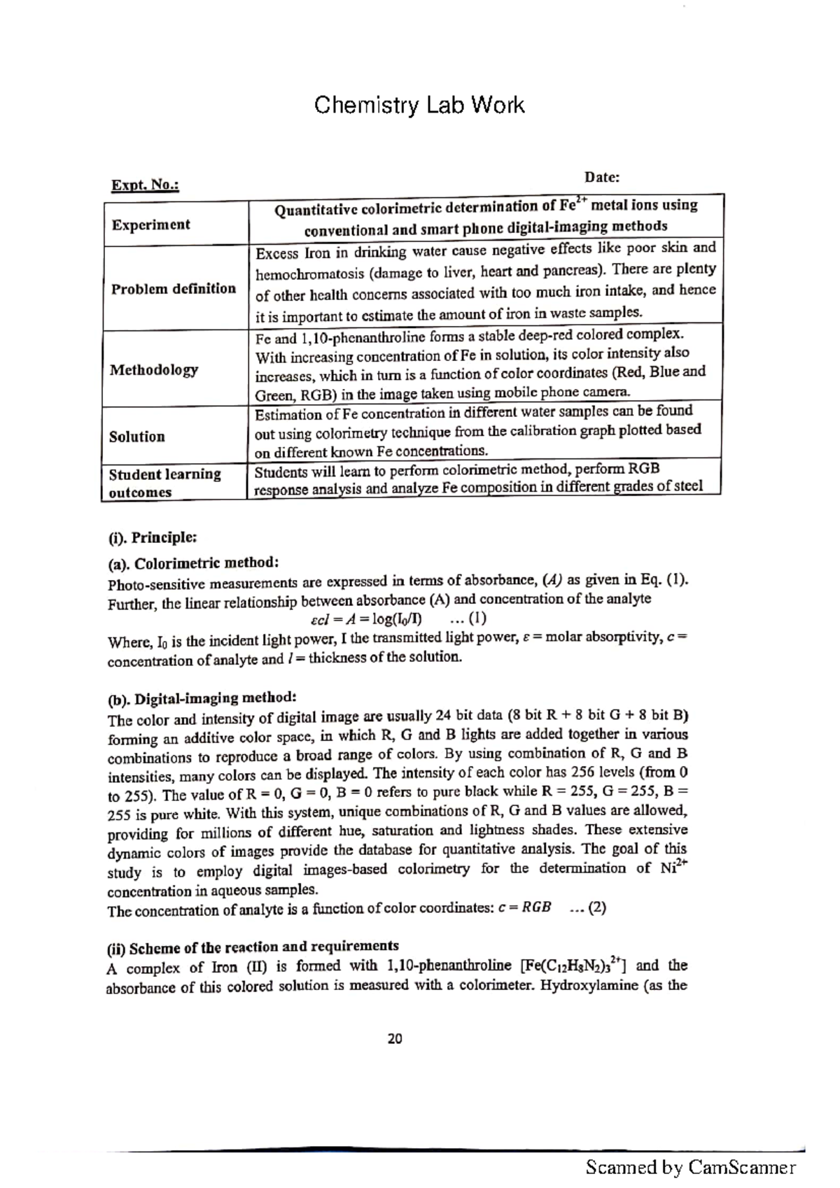 Chemistry LAB 5 - CH 1220 - Studocu