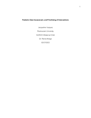 Module 7 Assignment - Module 7 Assignment – Pediatric Assessment: PDA ...