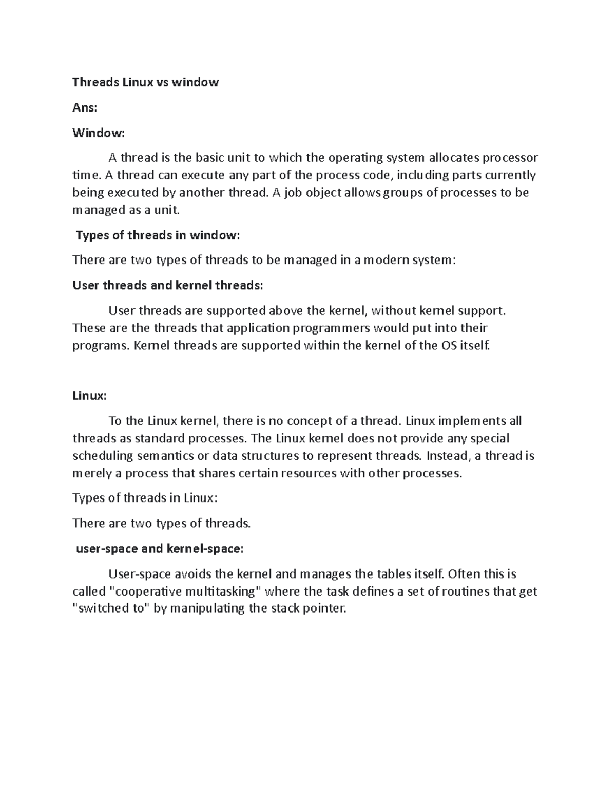 CPU scheduling in Windows Operating System - Threads Linux vs window ...