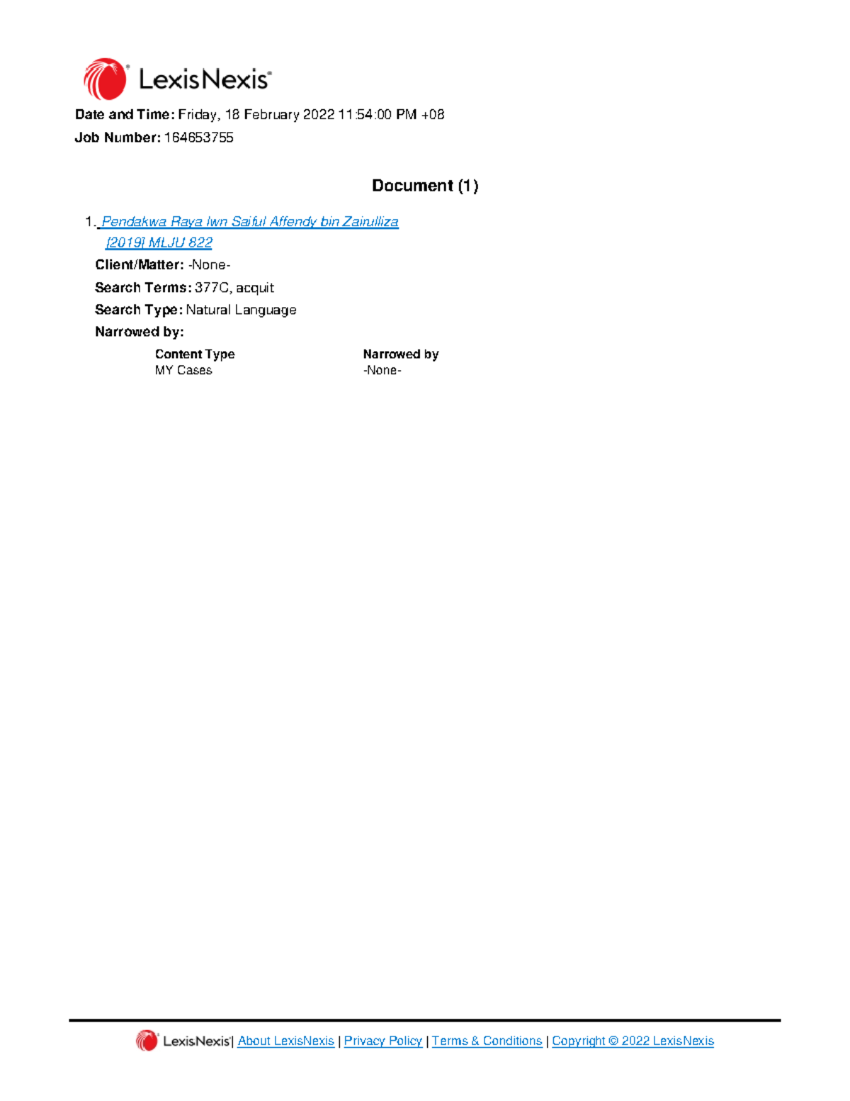 Pendakwa Raya lwn Saiful Affendy bin Zairulliza - | About LexisNexis ...