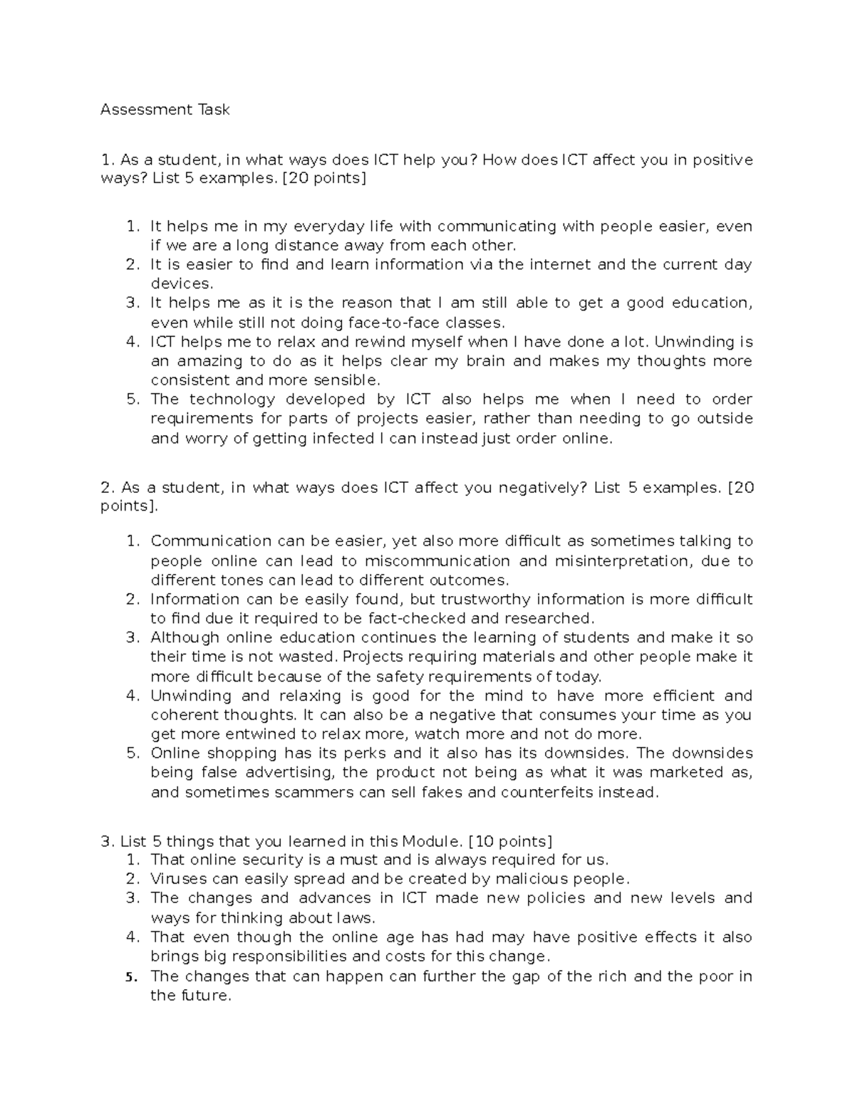 IT AT7 - AT 7 ICT Tasks - Assessment Task As a student, in what ways ...
