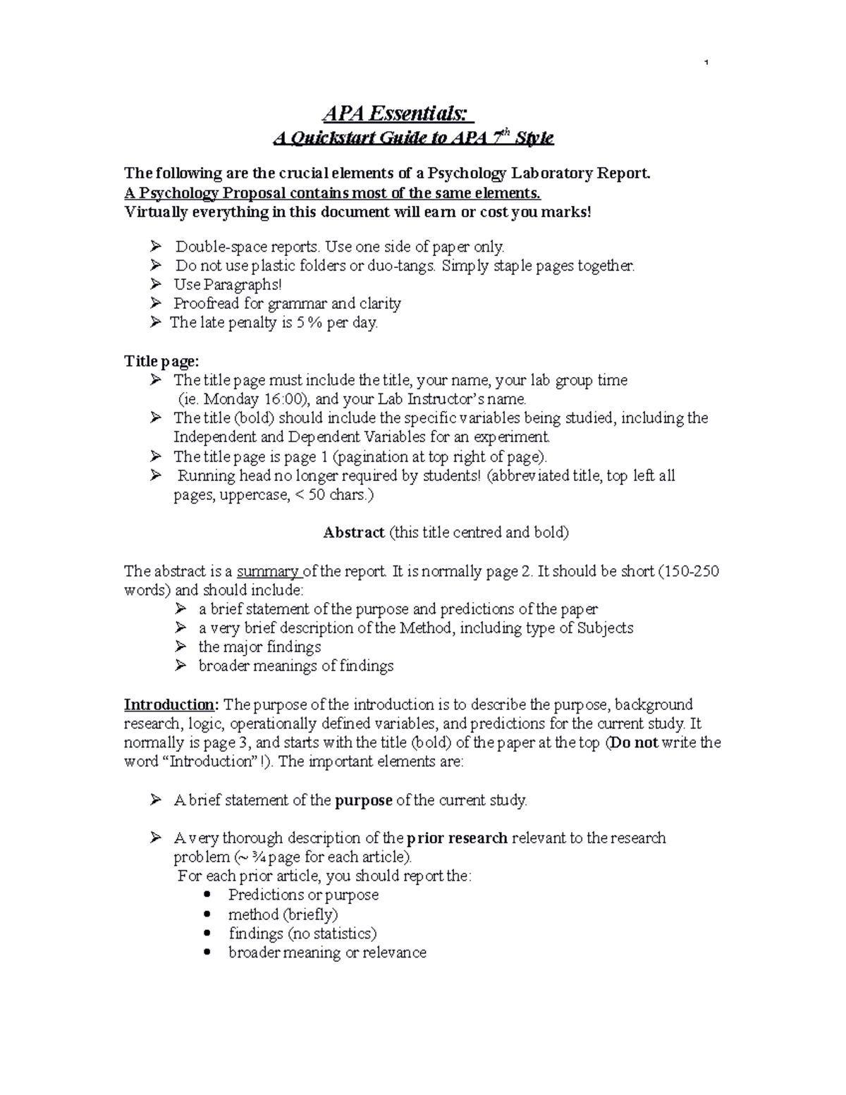 APA Essentials 7th - Guide. - APA Essentials: A Quickstart Guide to APA ...