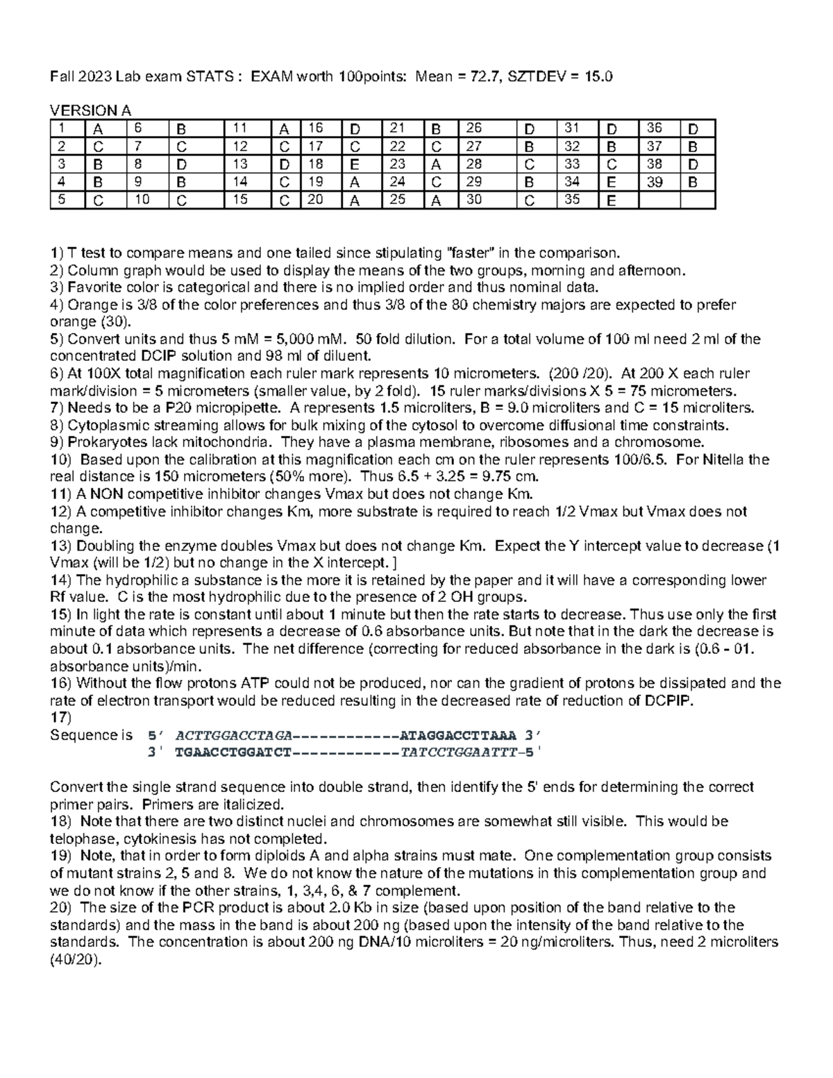 Answer KEY Lab Exam F23 - Fall 2023 Lab exam STATS : EXAM worth 100 ...