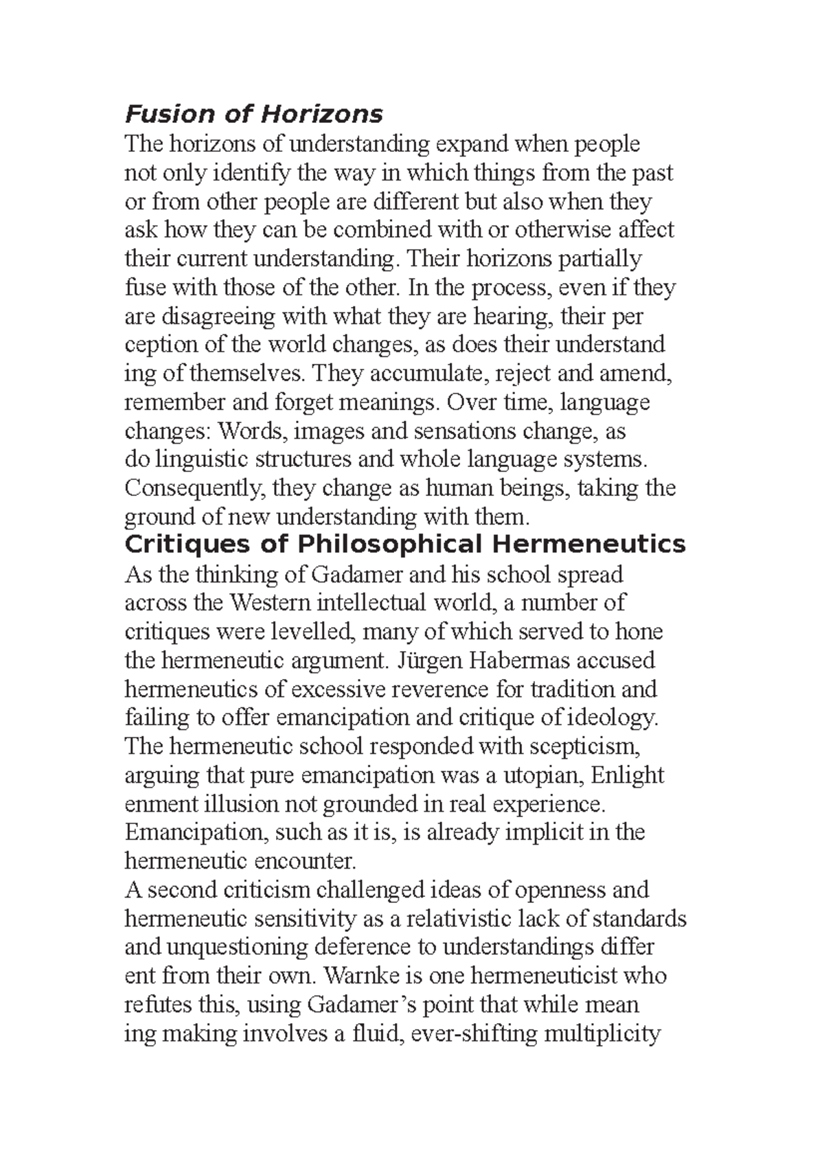 Fusion of Horizons - Fusion of Horizons The horizons of understanding ...