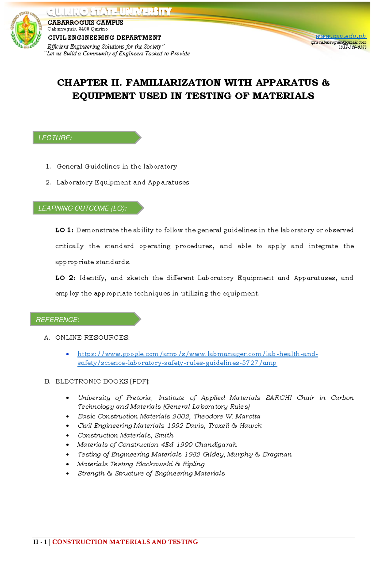 CMT Module-2 - Read the MSDS of each chemical to be used carefully. There must be a file in ...