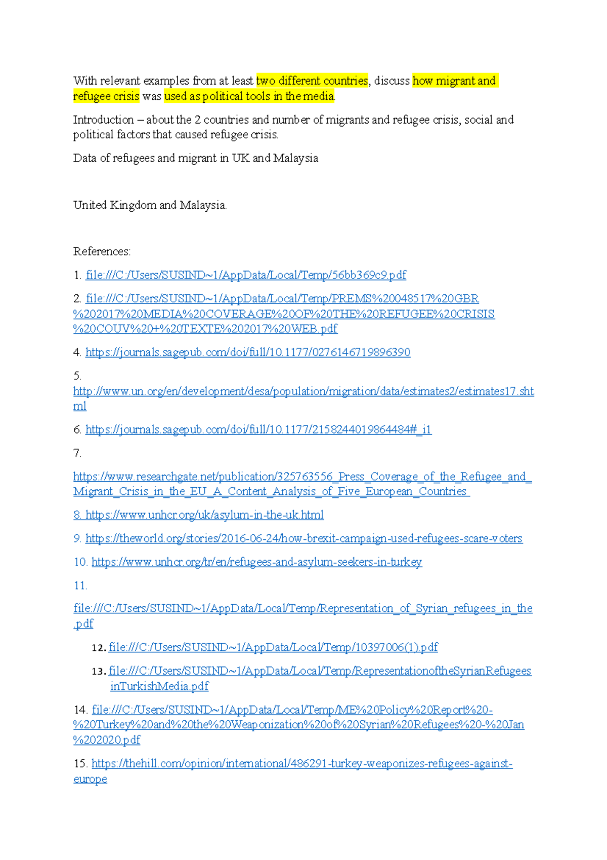 International Media Context - With relevant examples from at least two ...