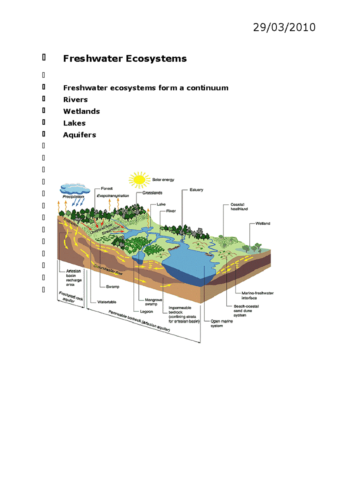 Lecture notes, lecture Freshwater Ecosystems - Comprehensive study ...