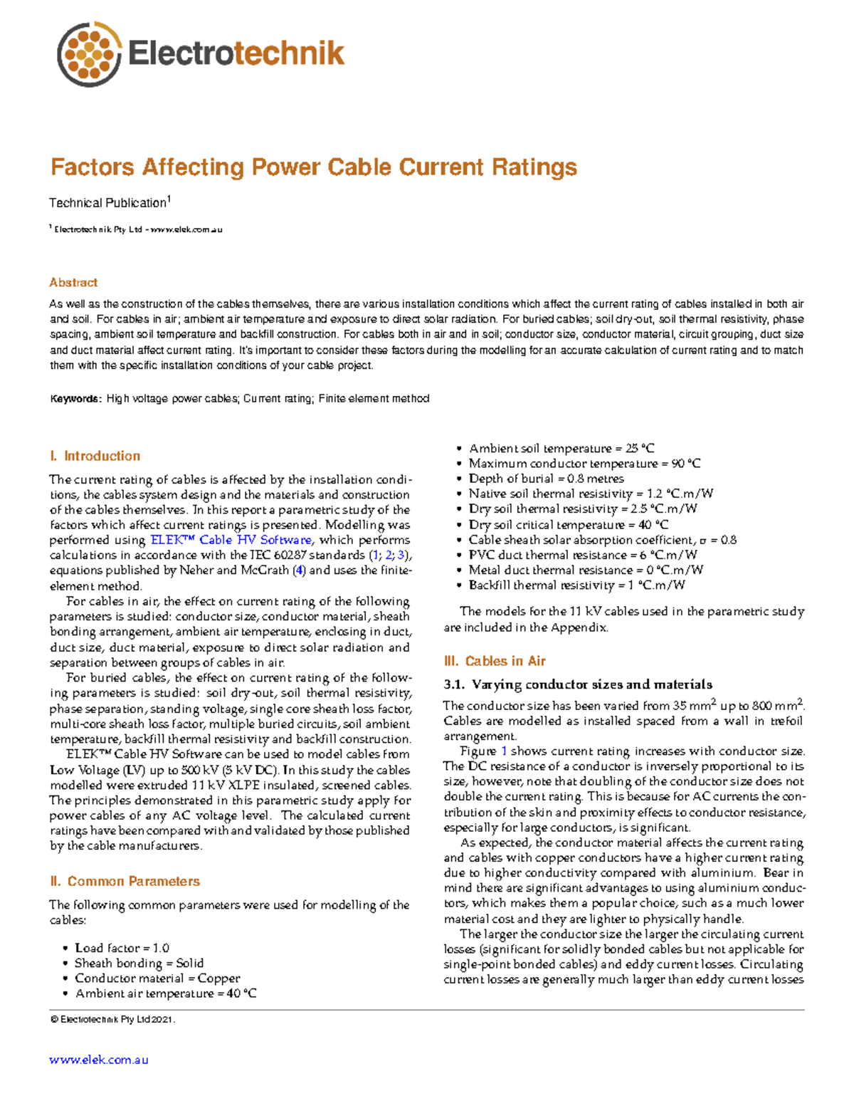 Factors Affecting Power Cable Current Ratings - Technical Publication 1 ...