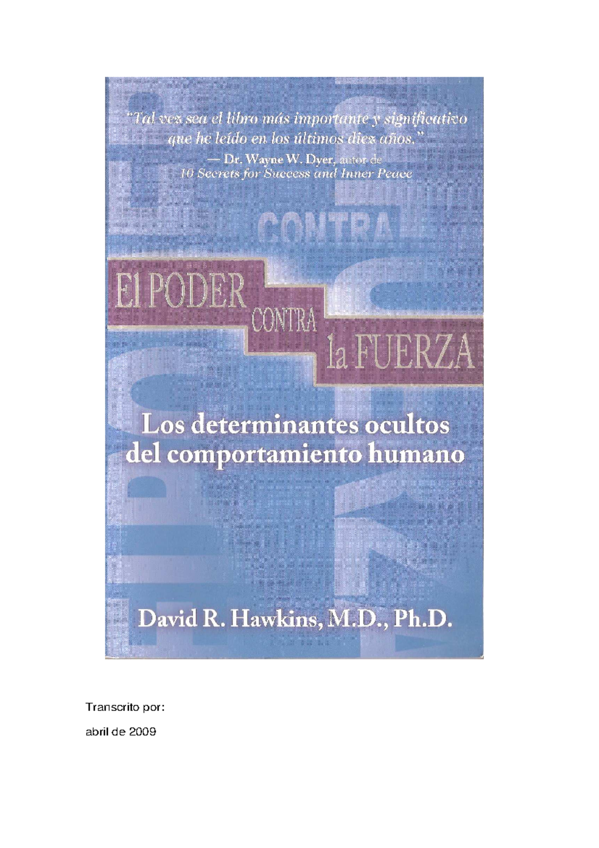 El Poder Contra La Fuerza - Davir R - Transcrito por: abril de 2009 ...