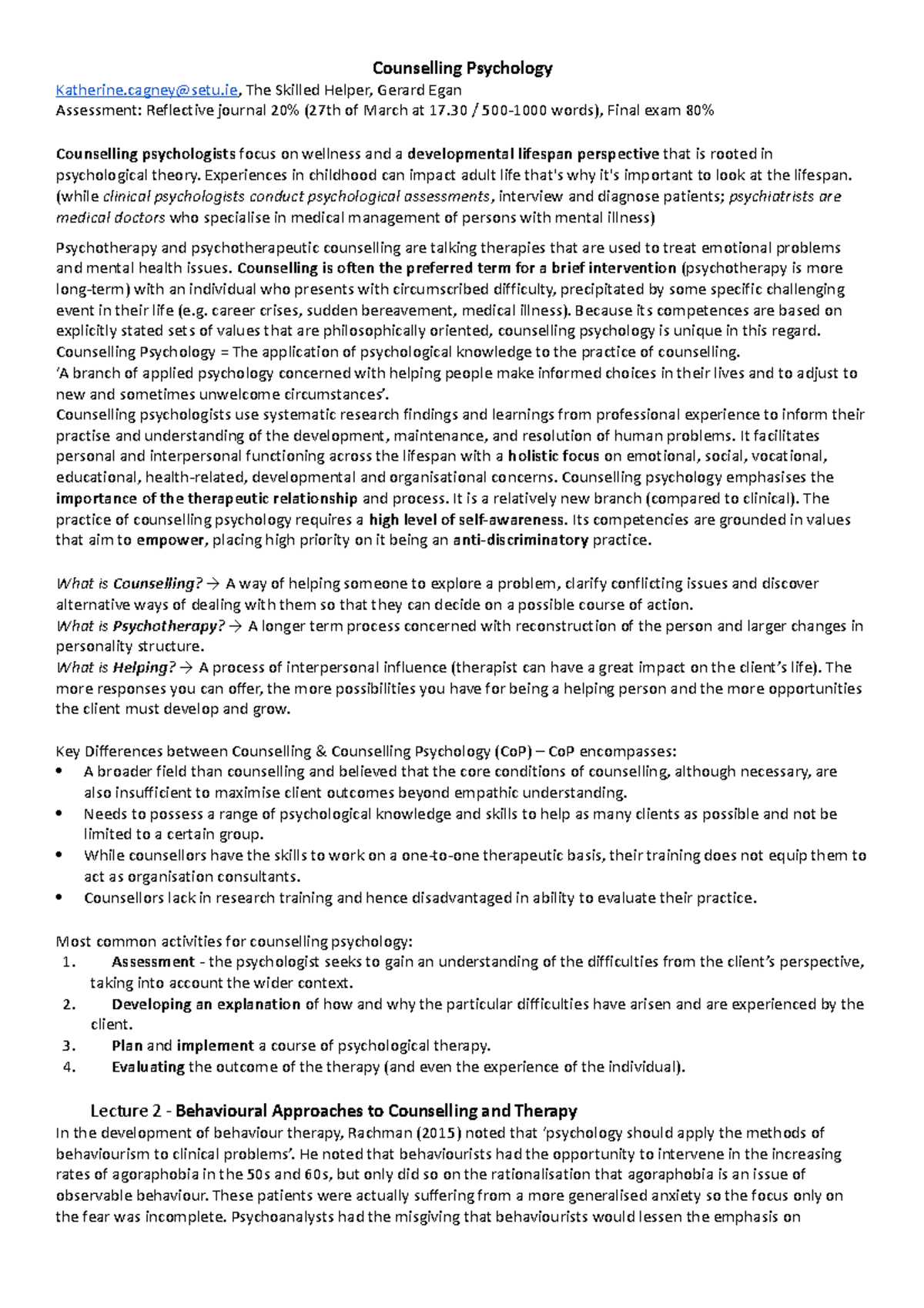 Counselling Psychology - Counselling Psychology Katherine@setu, The ...