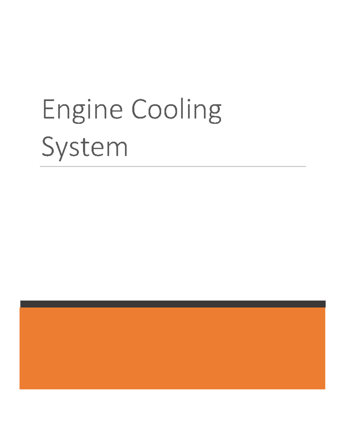 Lab 3 cooling - Engine Cooling System 1. Introduction: The engine ...