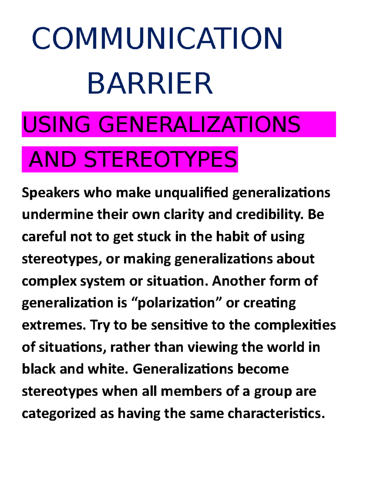 Communication - Carrière in Communicatie - COMMUNICATION BARRIER USING ...