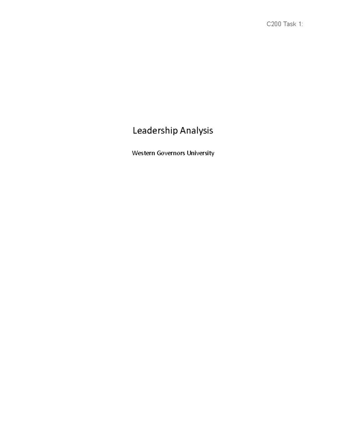 C200 Task 1 - Passed - Exemplary - C200 Task 1: Leadership Analysis ...