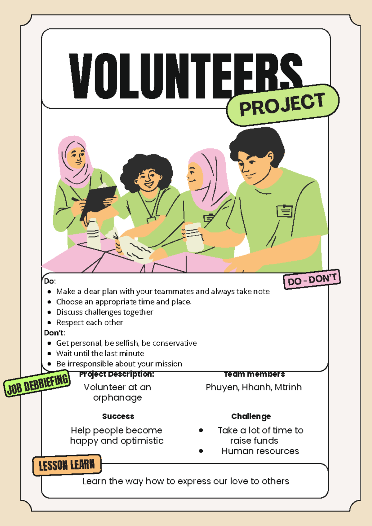 We Are - anh - VOLUNTEERS PROJECT Make a clear plan with your teammates ...