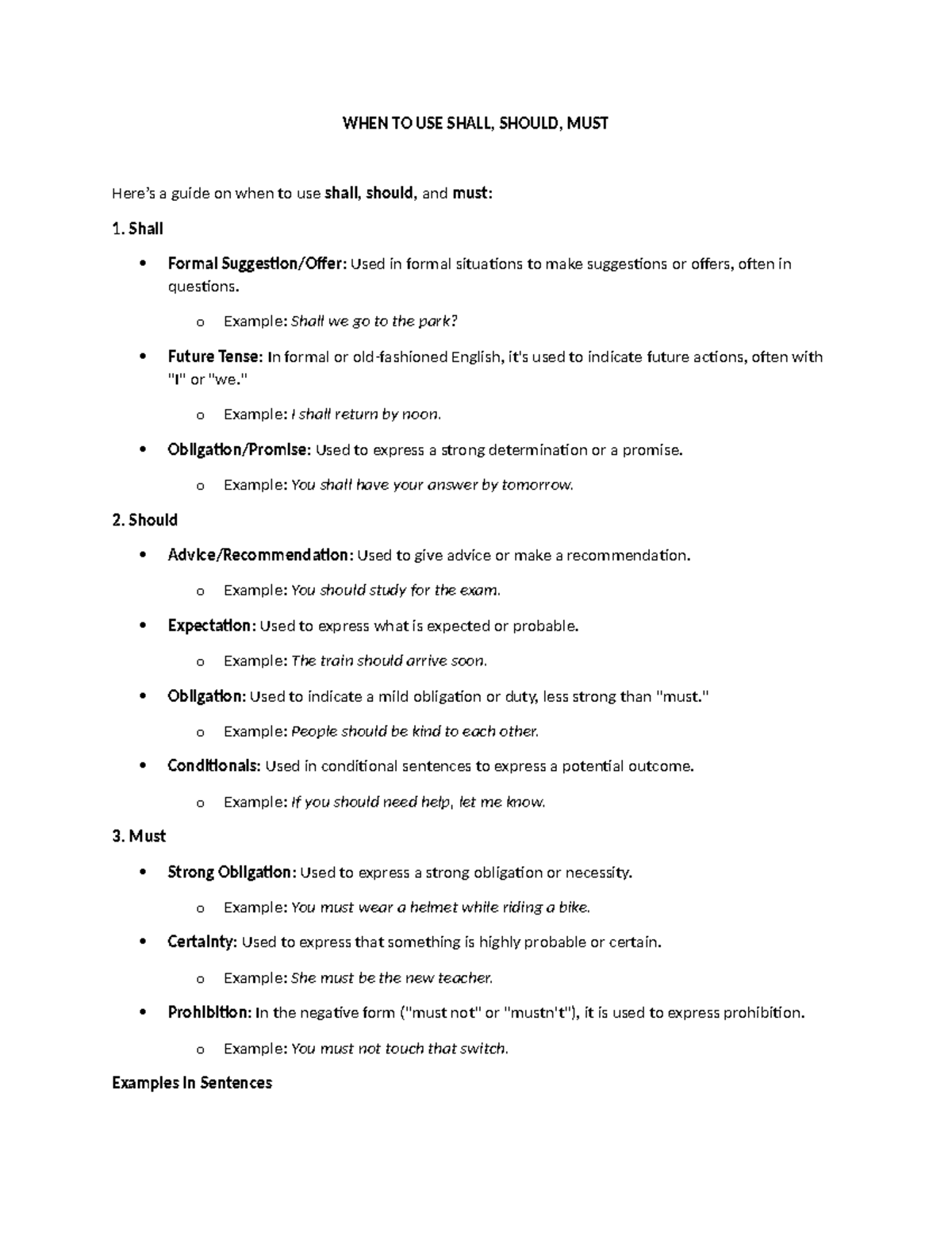 Shall, must, should - WHEN TO USE SHALL, SHOULD, MUST Here’s a guide on ...