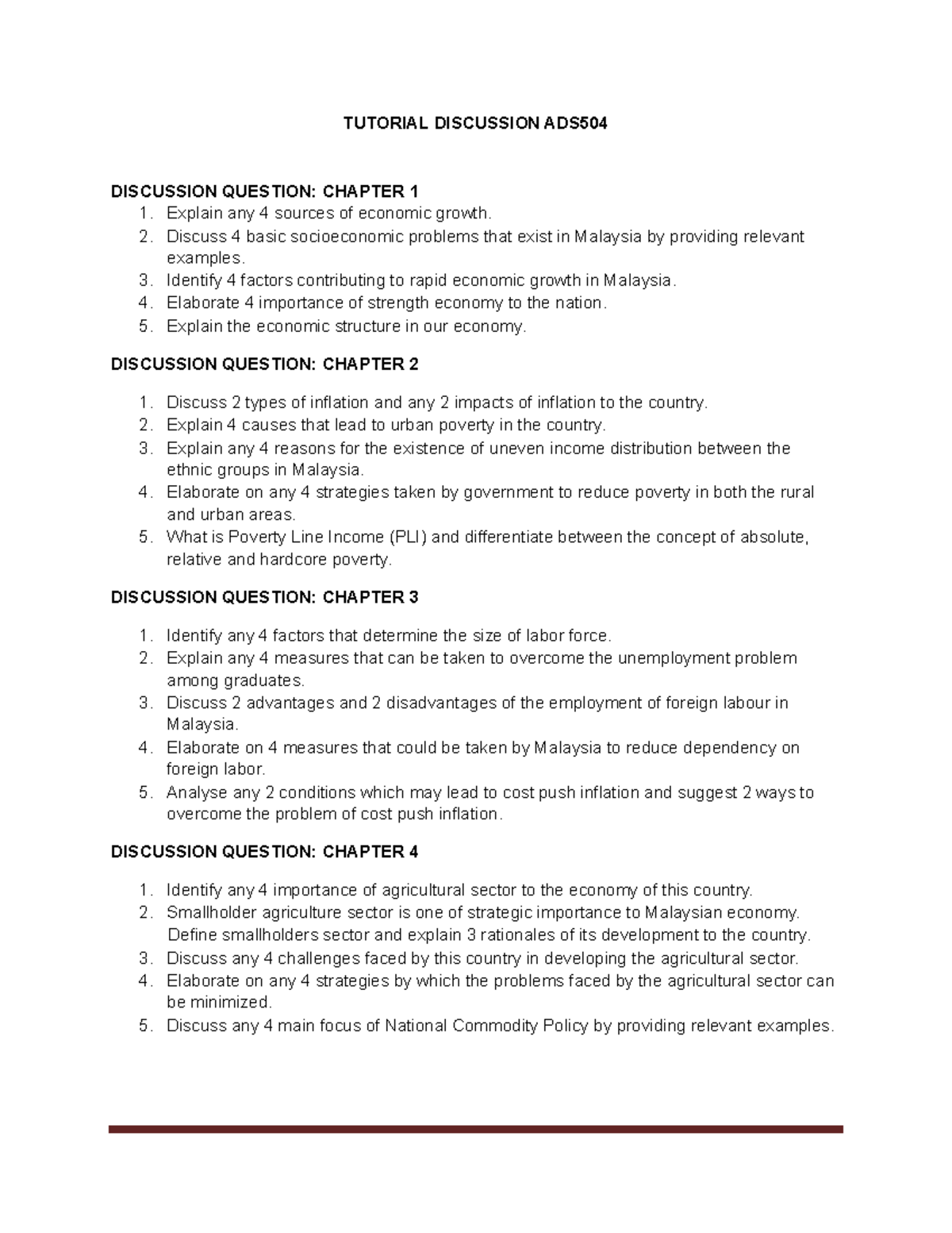 Jawapan eco - Tutorial Answers - TUTORIAL DISCUSSION ADS DISCUSSION QUESTION: CHAPTER 1 1 ...