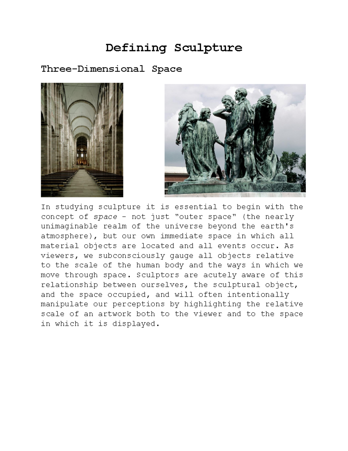 Defining Sculpture - ARH 2000 CRN 10471 Professor Montoya Detailed ...