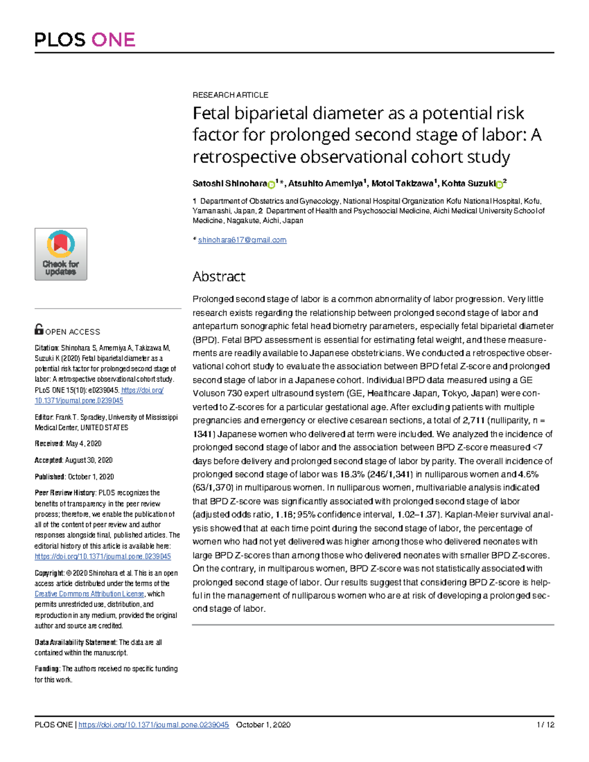 Fetal biparietal diameter as a - ####### RESEARCH ARTICLE Fetal ...