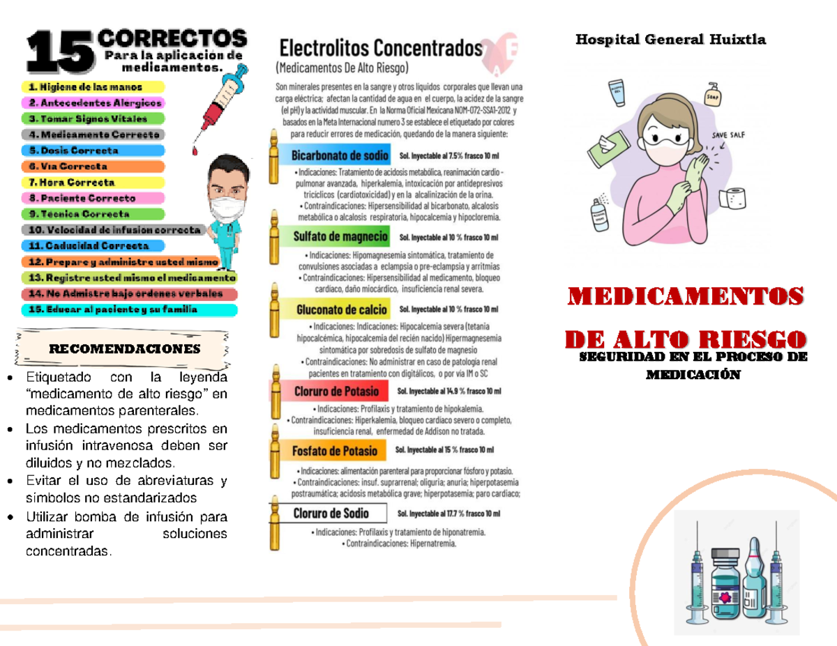 Triptico Accion 3 Medicamentos ALTO Riesgo - RECOMENDACIONES Etiquetado con la leyenda - Studocu