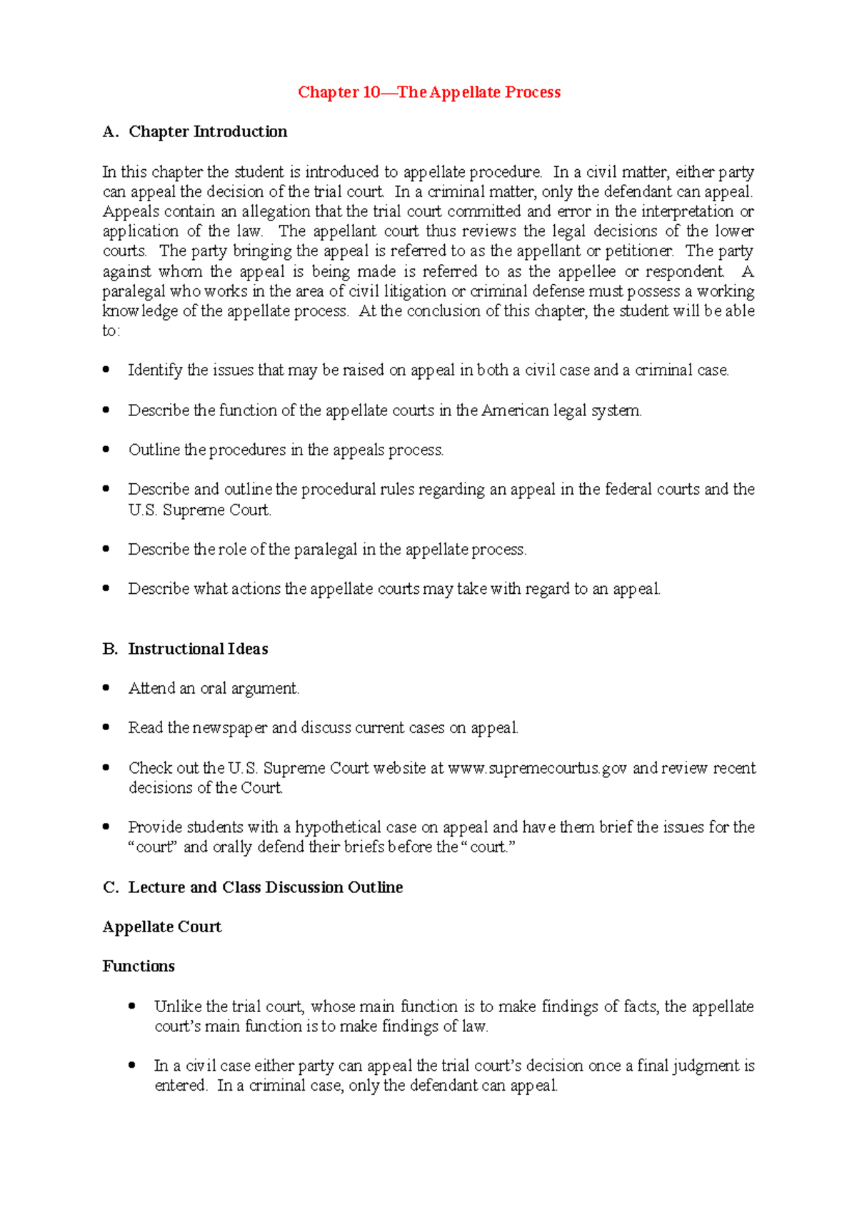 Ch10 The Appellate Process - Chapter 10—The Appellate Process A ...