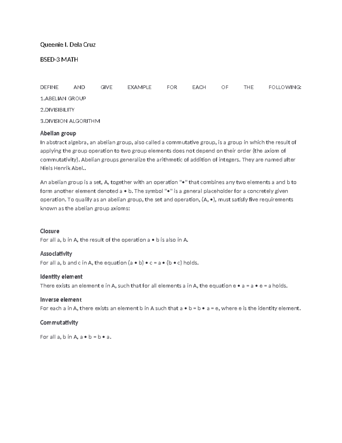Abeliannnn - lesson plan - Queenie I. Dela Cruz BSED-3 MATH DEFINE AND ...