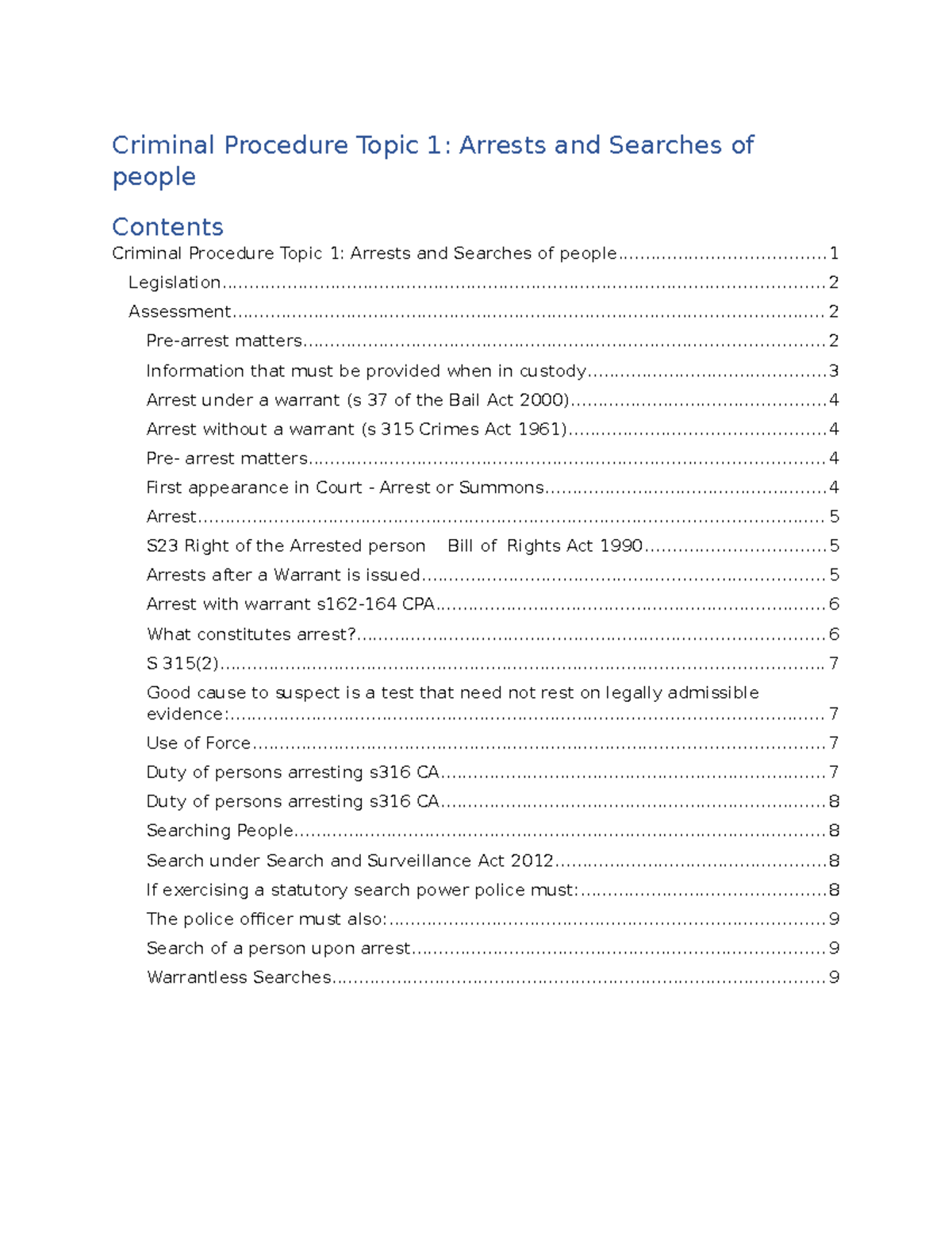 Criminal Procedure Topic 1 ...