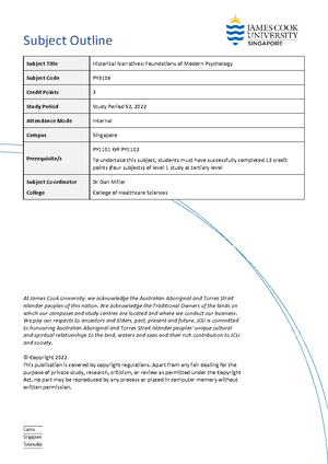Subject Outline - JCU College of Healthcare Sciences Subject Outline ...