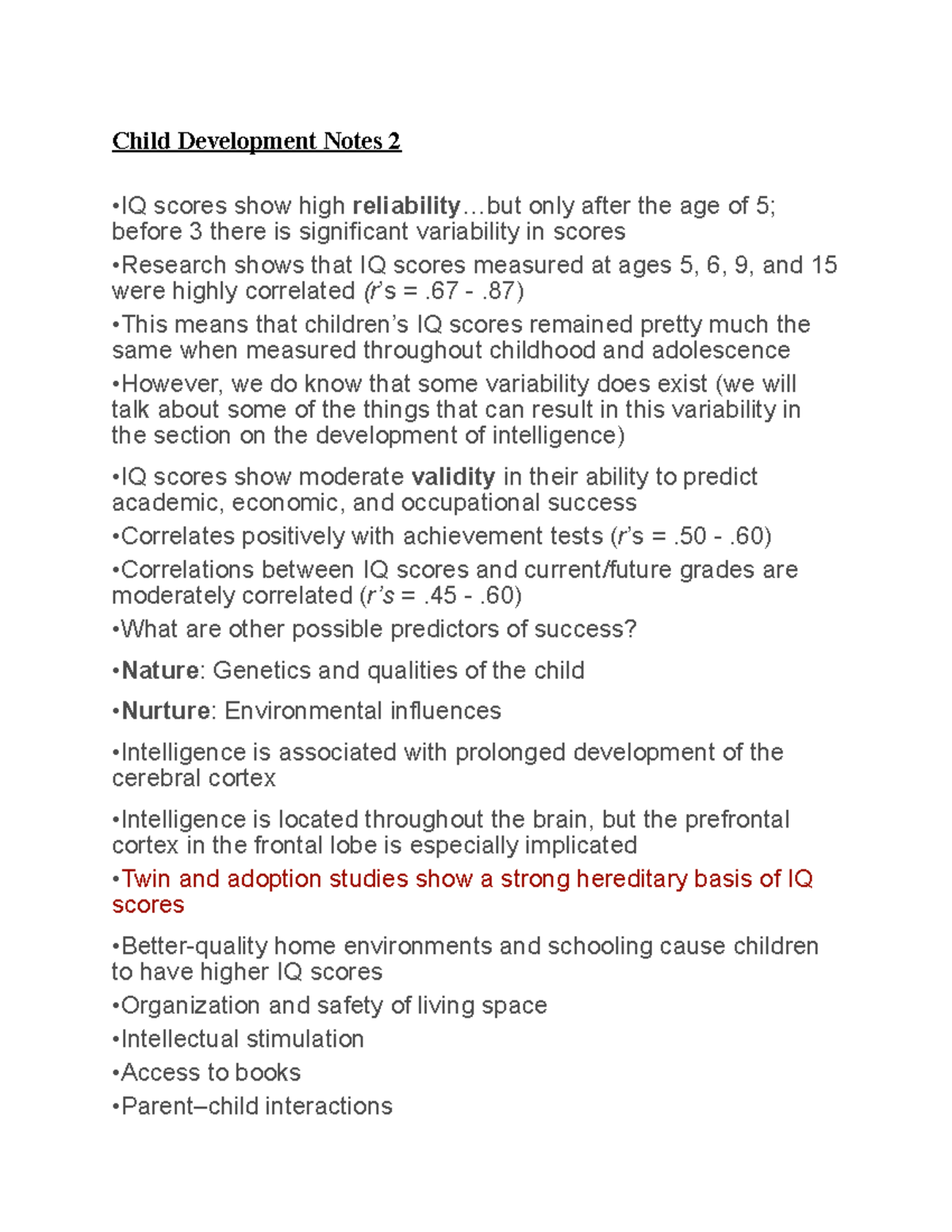 Child Development Notes 2 - . only after the age of 5; before 3 there ...