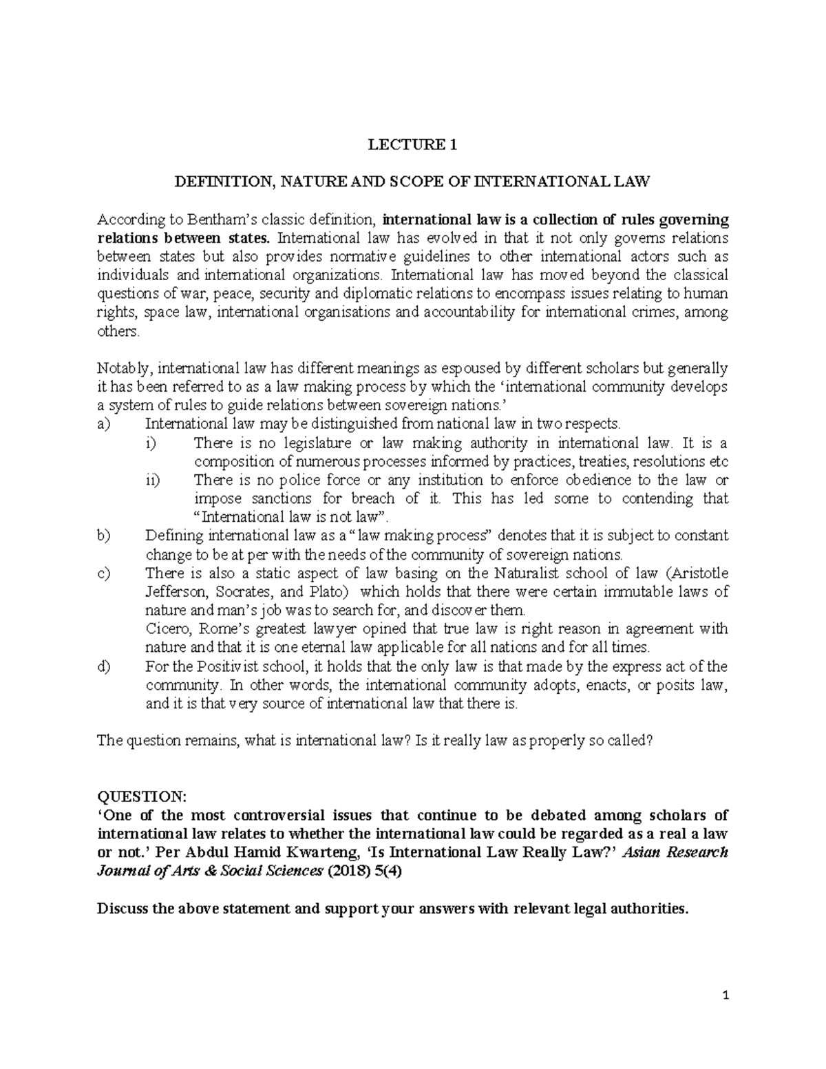 PIL Lecture 1 Saidat - Good - LECTURE 1 DEFINITION, NATURE AND SCOPE OF ...
