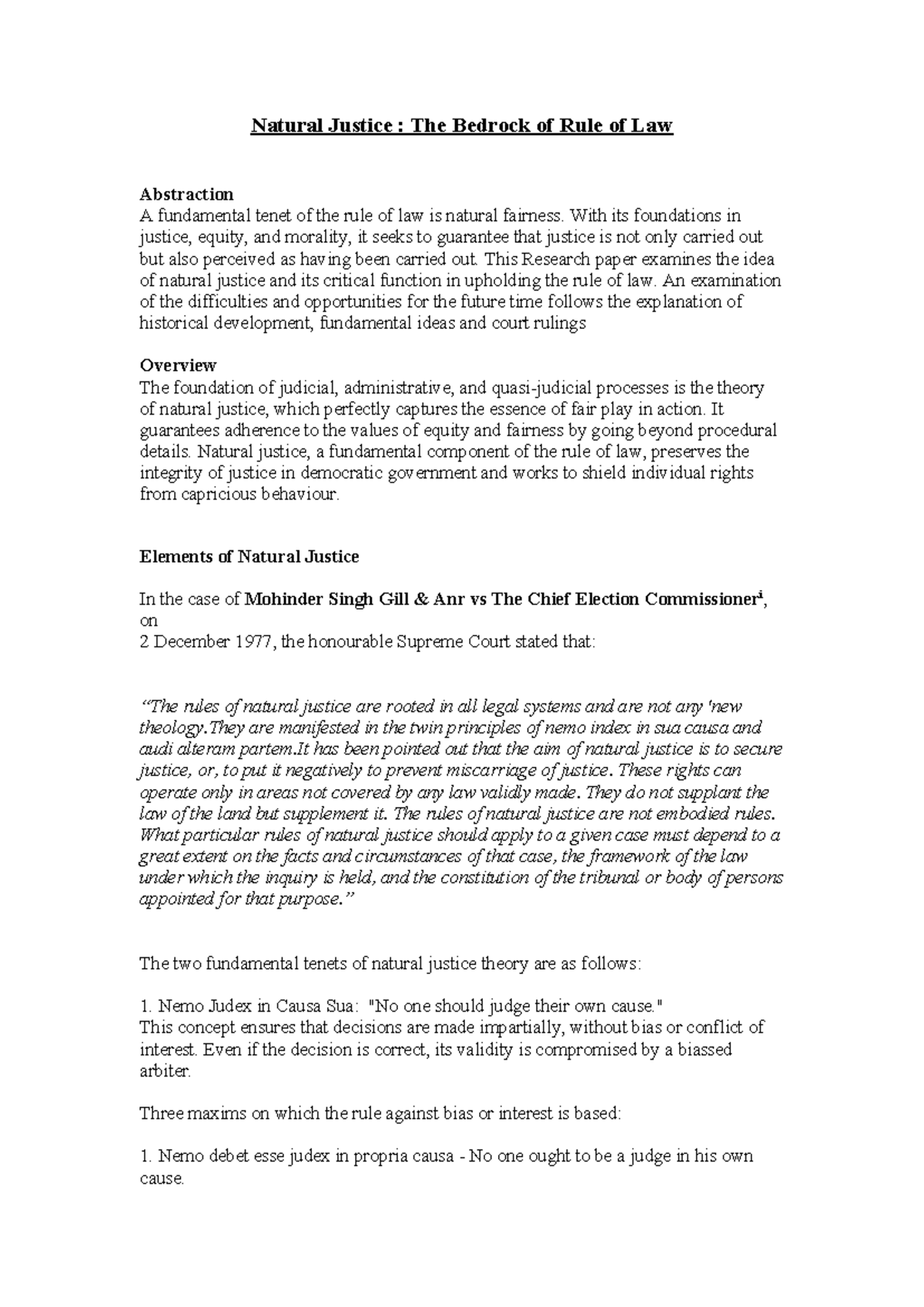 Reseach paper - Natural Justice : The Bedrock of Rule of Law ...