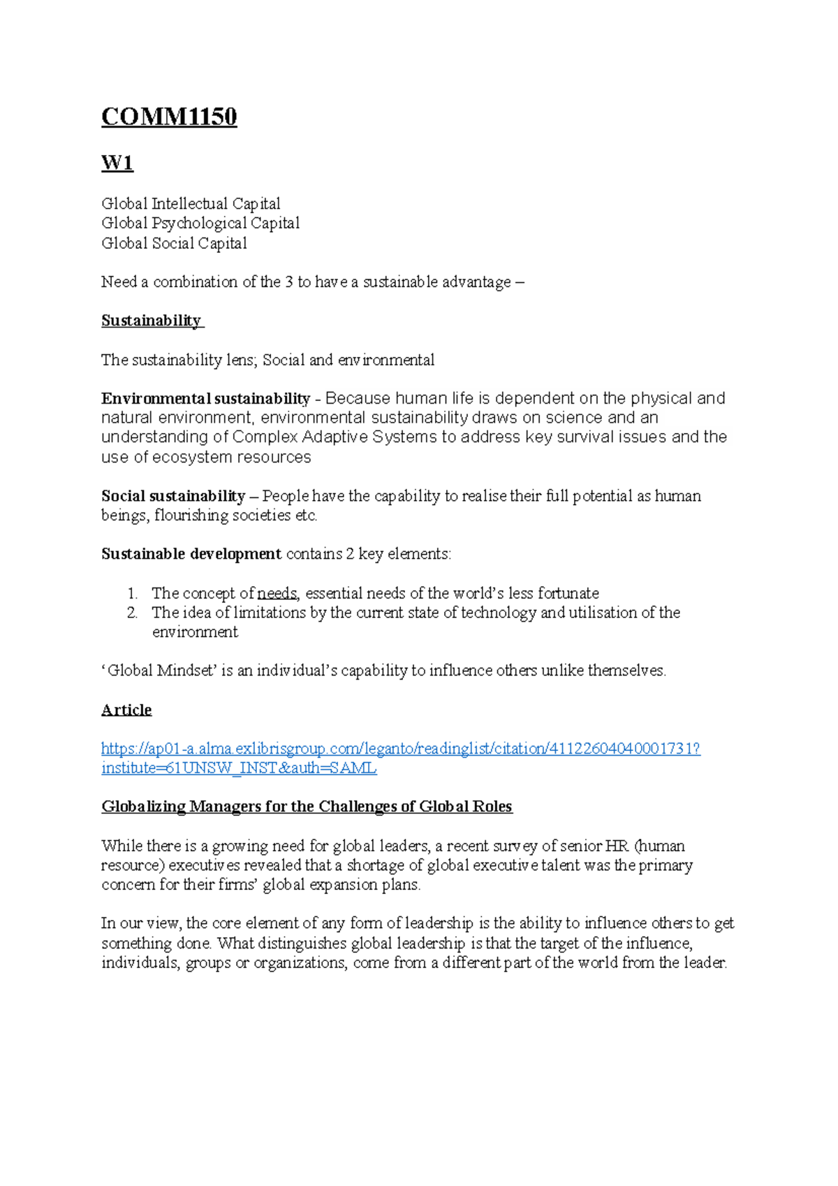 COMM1150 - Notes from w1-w5 of lecture content and readings - COMM W ...