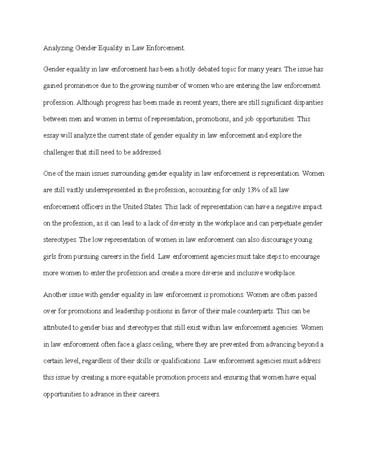 Gender equality in police enforcement - Analyzing Gender Equality in ...