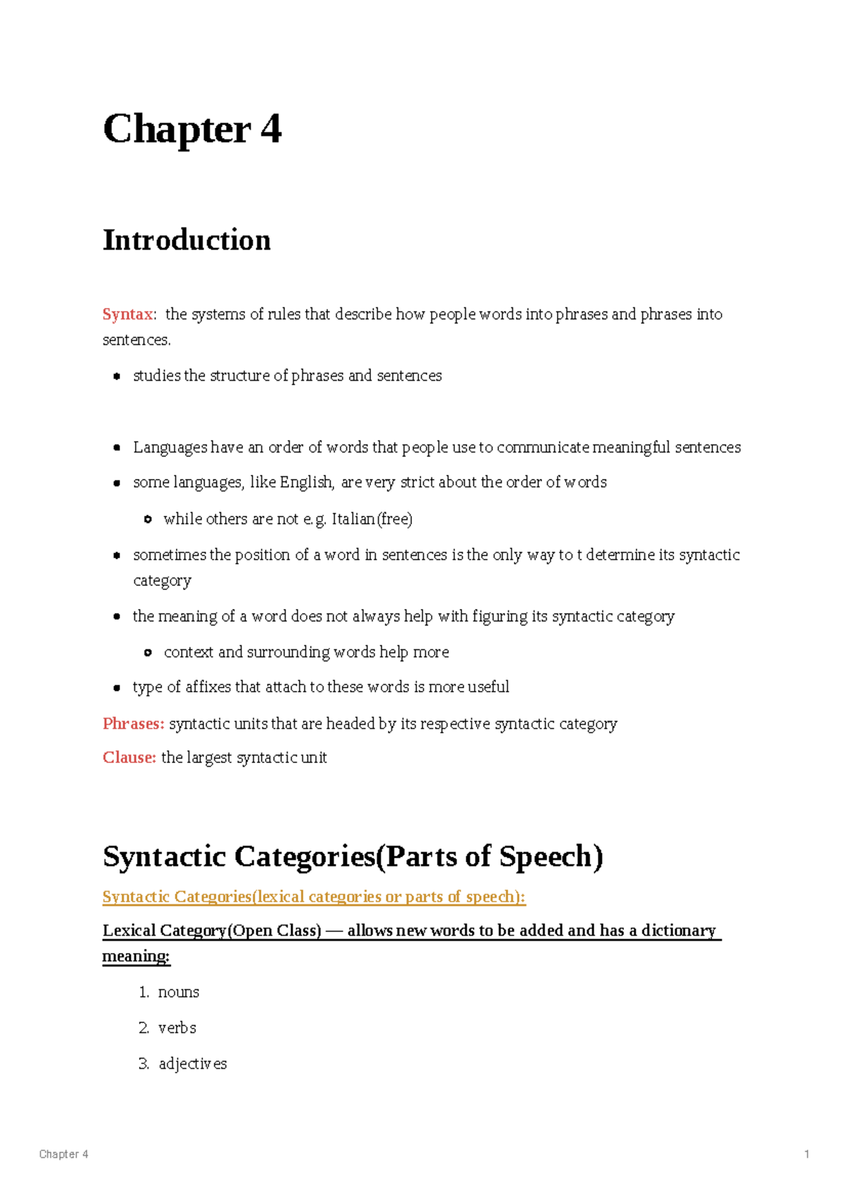 LINA01-Lec4 Chapter 4 - Chapter 4 Introduction Syntax: the systems of rules that describe how ...