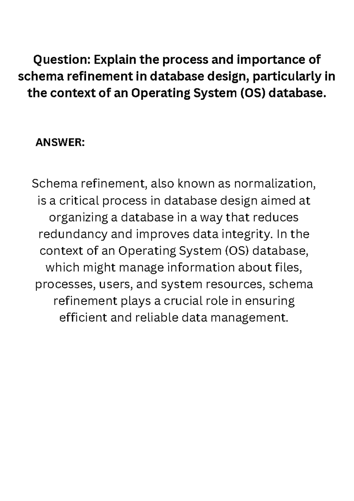 Scheme refinement answer - Question: Explain the process and importance ...